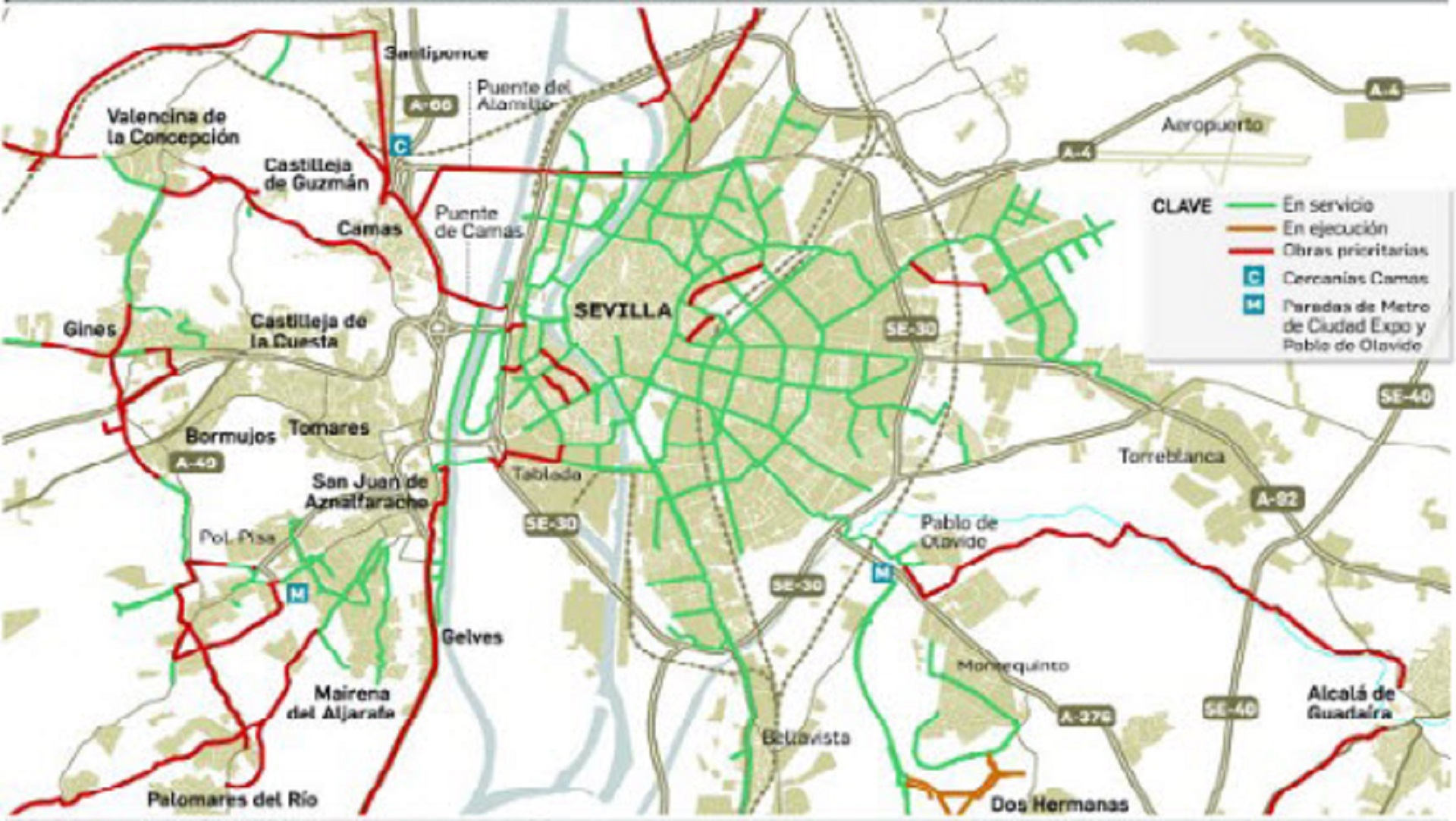 Ampliación en 30 kilómetros más de la red ciclista de Sevilla - Ciclo21